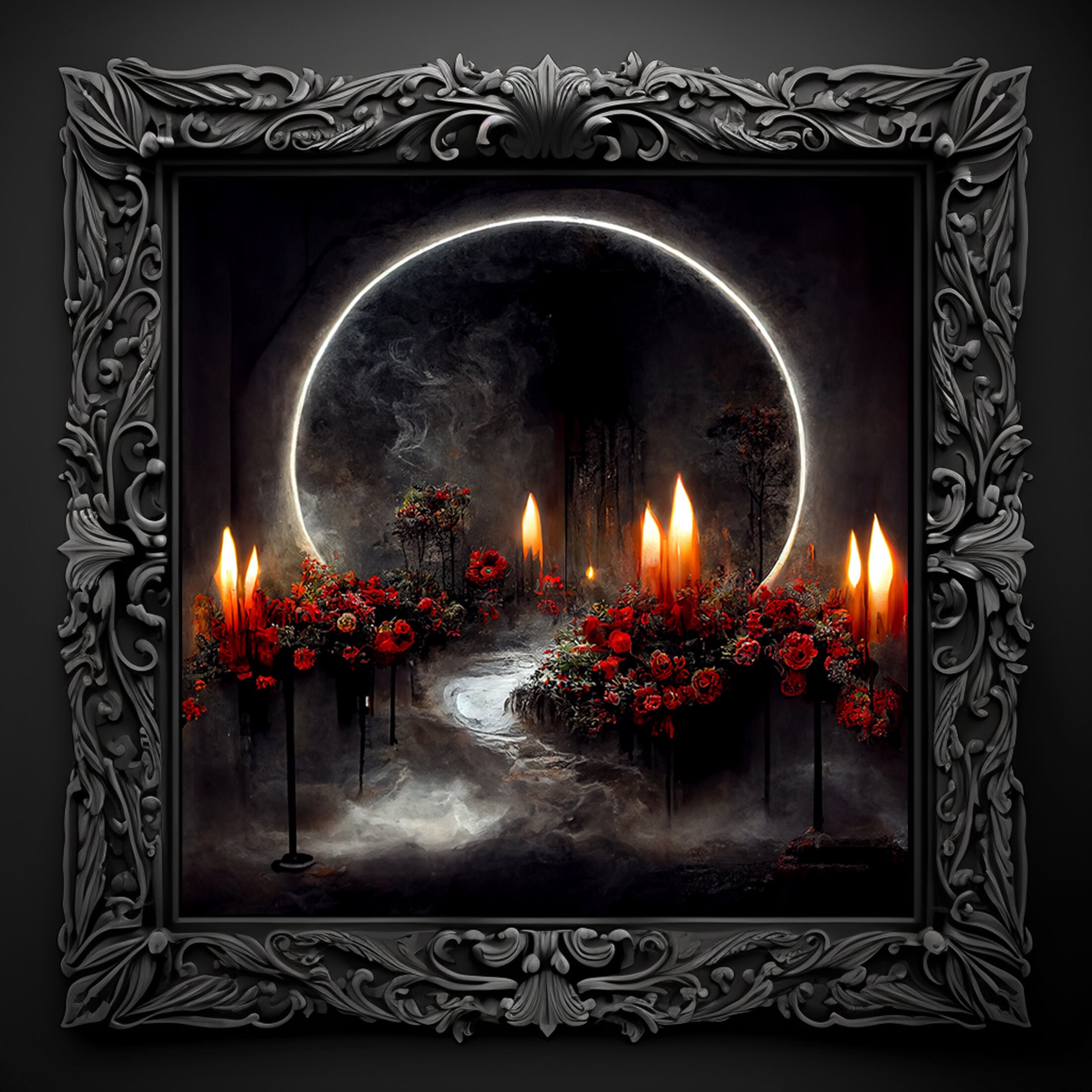 Gothic Art Moongate-abstract Digital Oil Painting-custom Printed AI ...