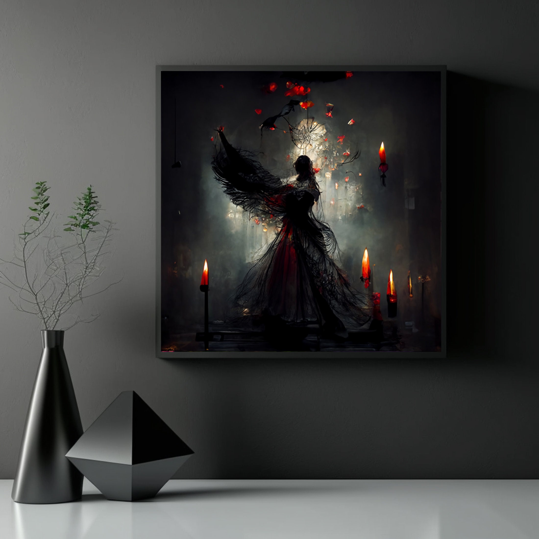 Gothic Wall Art-abstract Dark Angel-digital Oil Painting-moody Home ...