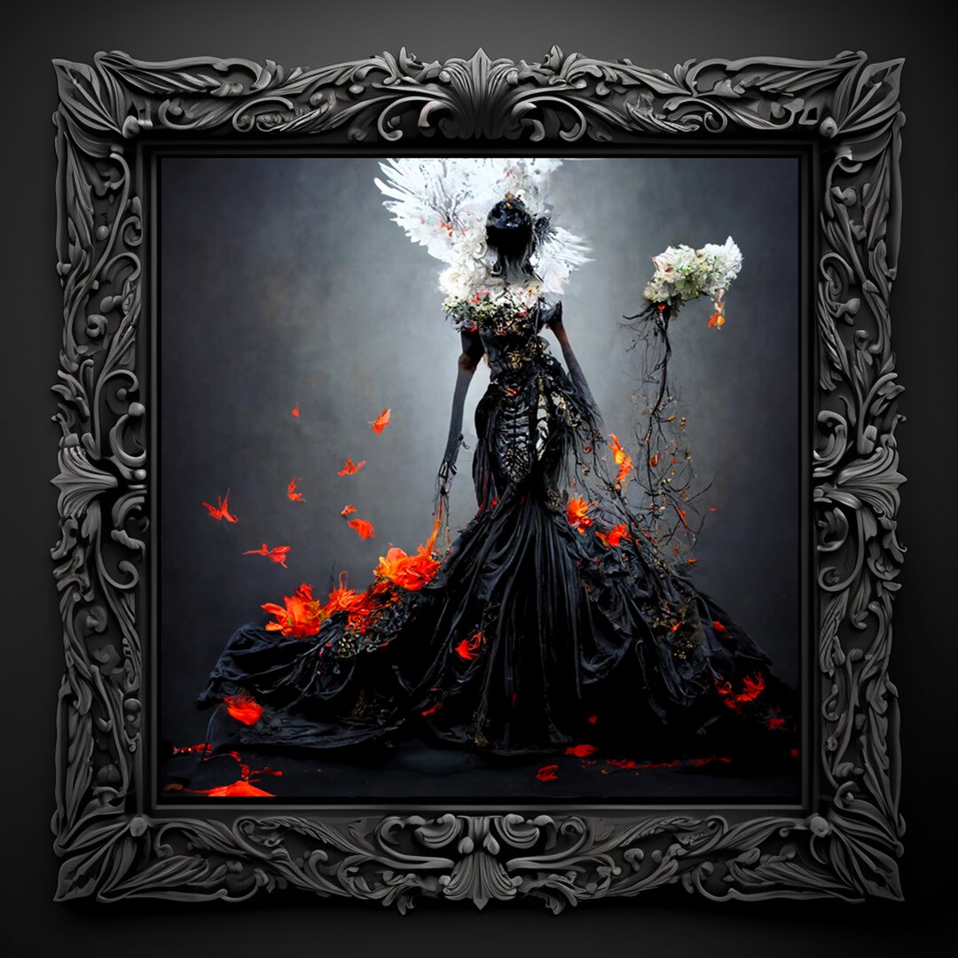 Gothic Wall Art-abstract Dark Angel-digital Oil Painting-moody Home ...