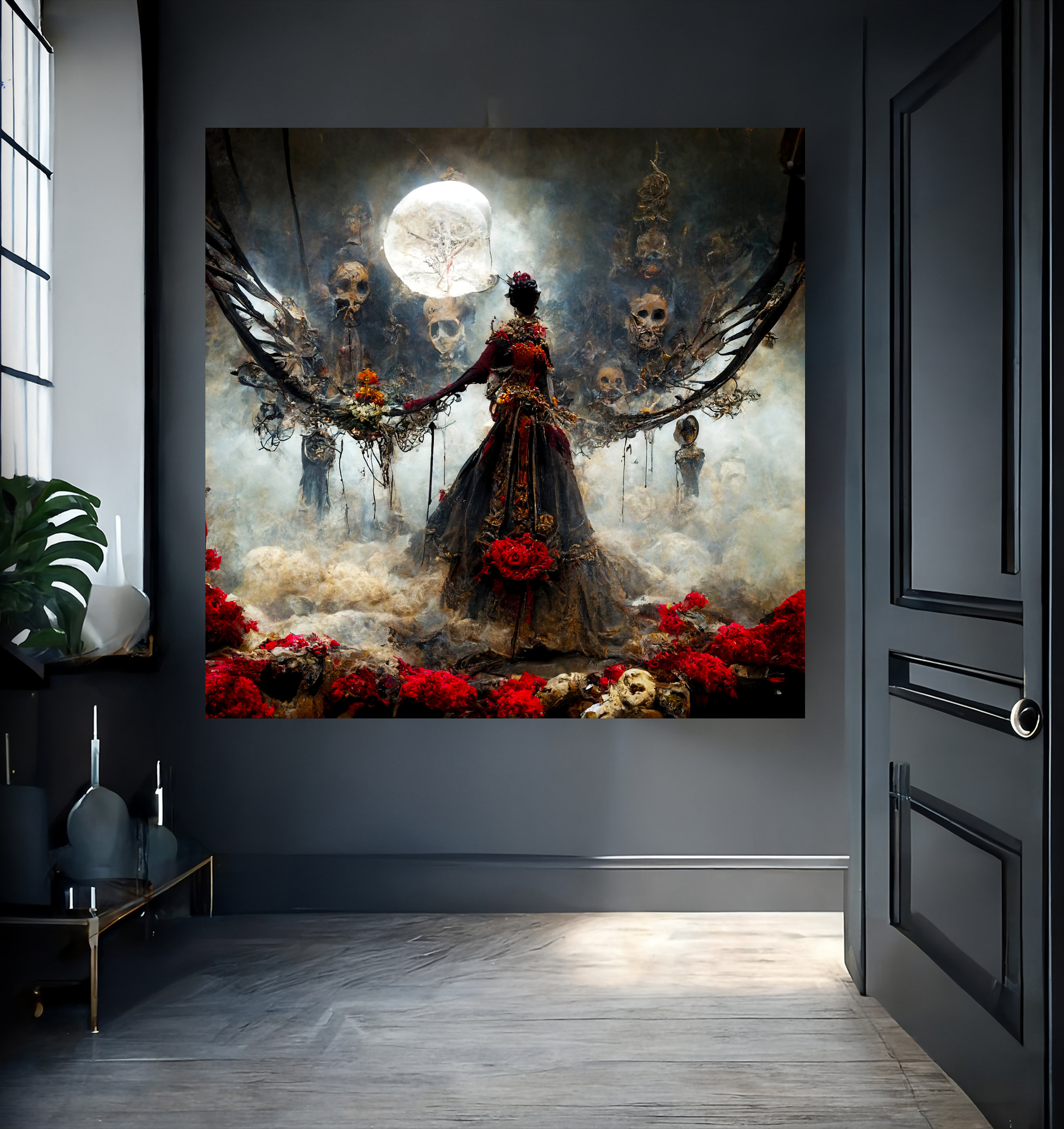 Gothic Wall Art-abstract Dark Angel-digital Oil Painting-moody - Etsy