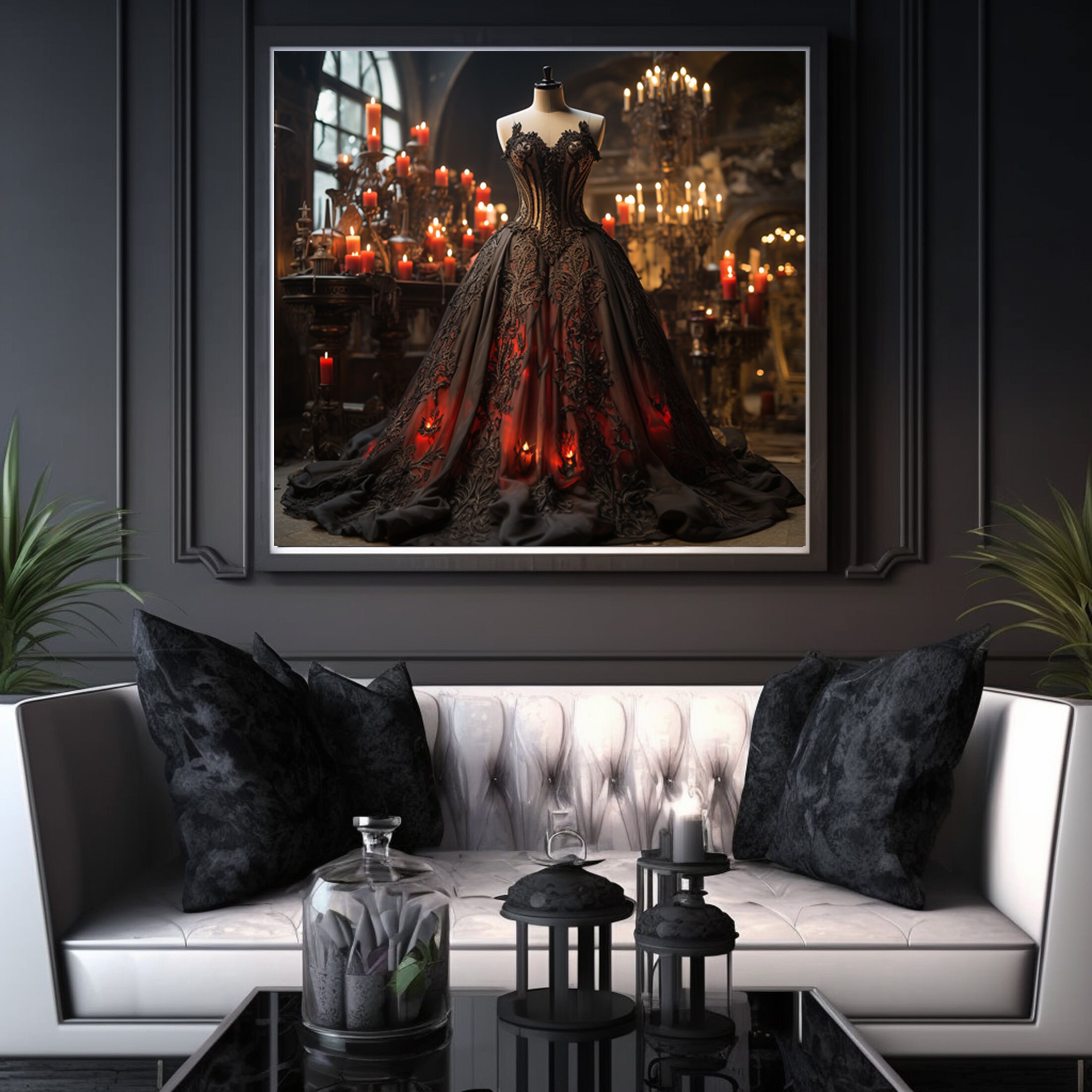 Victorian Goth Wall Art-digital Oil Painting-dark Academia-rococo ...