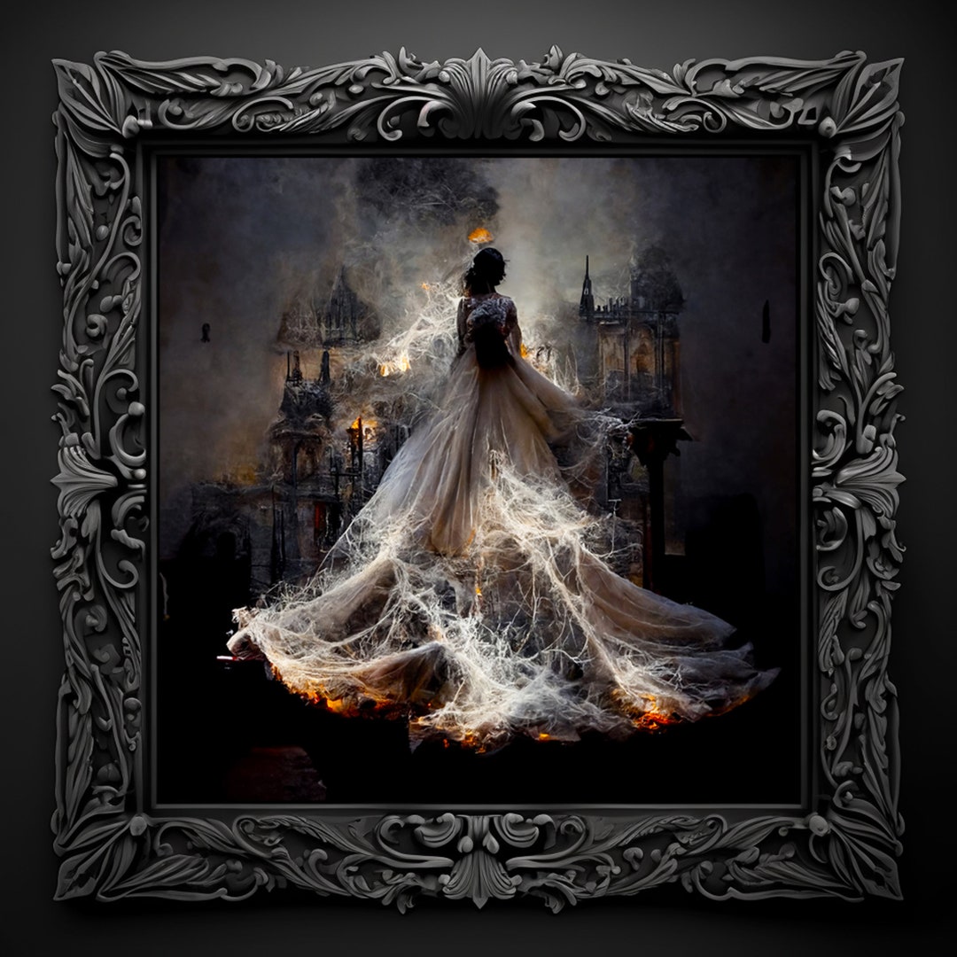 Gothic Wall Art-abstract Dark Angel-digital Oil Painting-moody Home ...