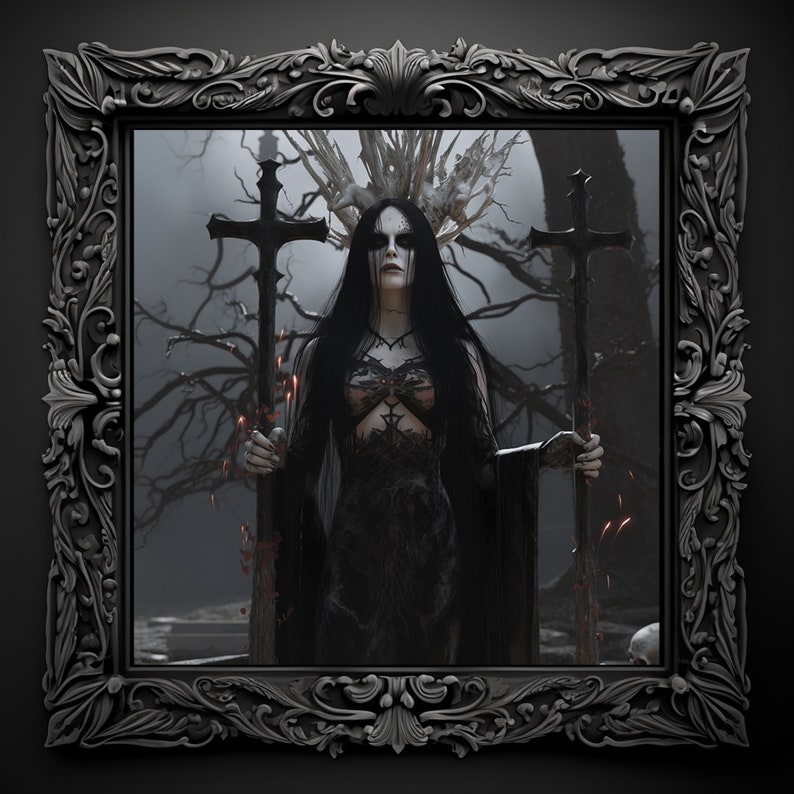 High Priestess Gothic Wall Art-digital Painting-moody Home Decor-dark ...