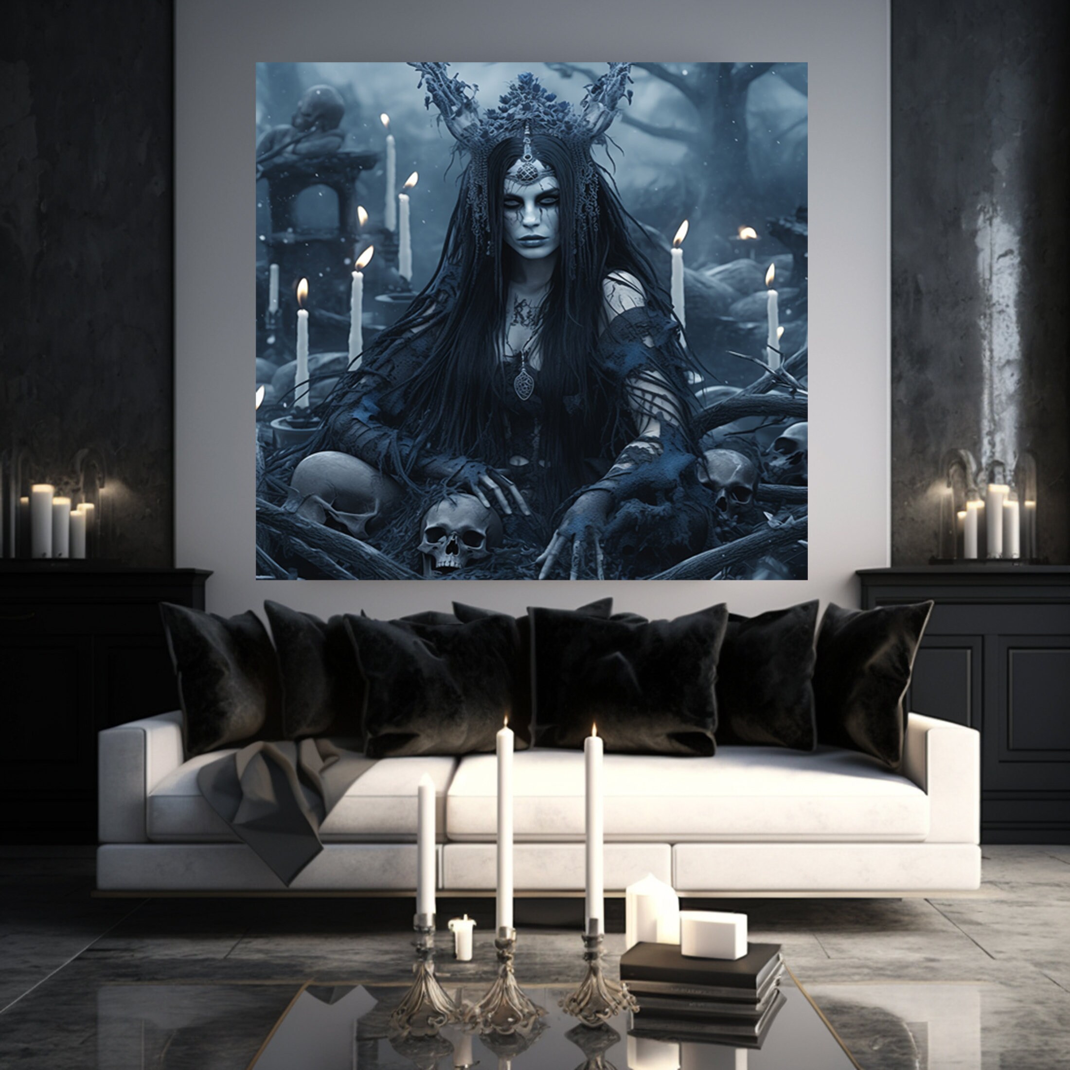 High Priestess Gothic Wall Art-digital Painting-moody Home Decor-dark ...