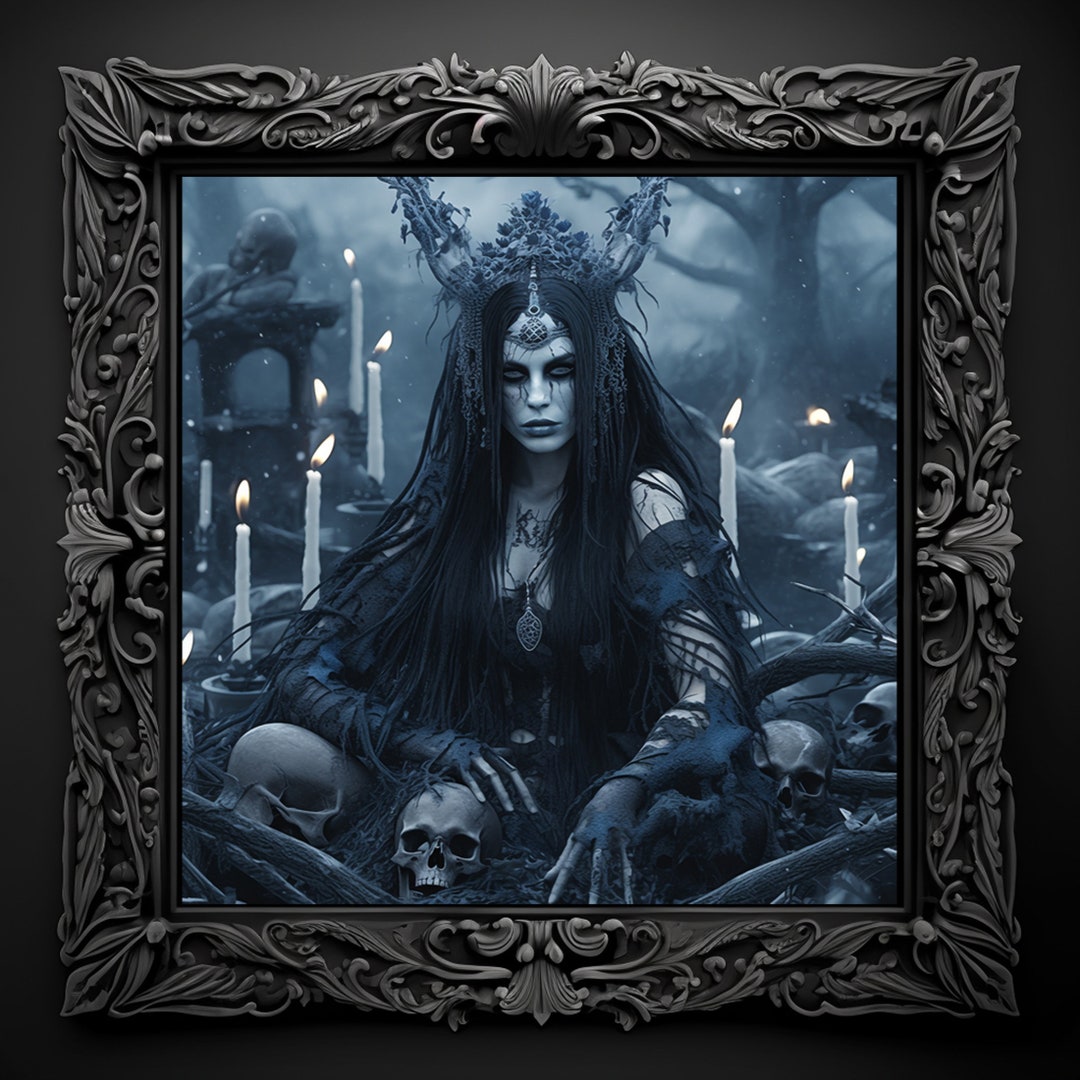 High Priestess Gothic Wall Art-digital Painting-moody Home Decor-dark ...