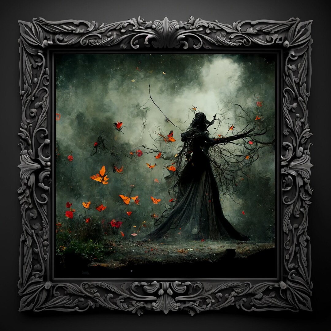 Gothic Wall Art-abstract Dark Angel-digital Oil Painting-moody Home ...