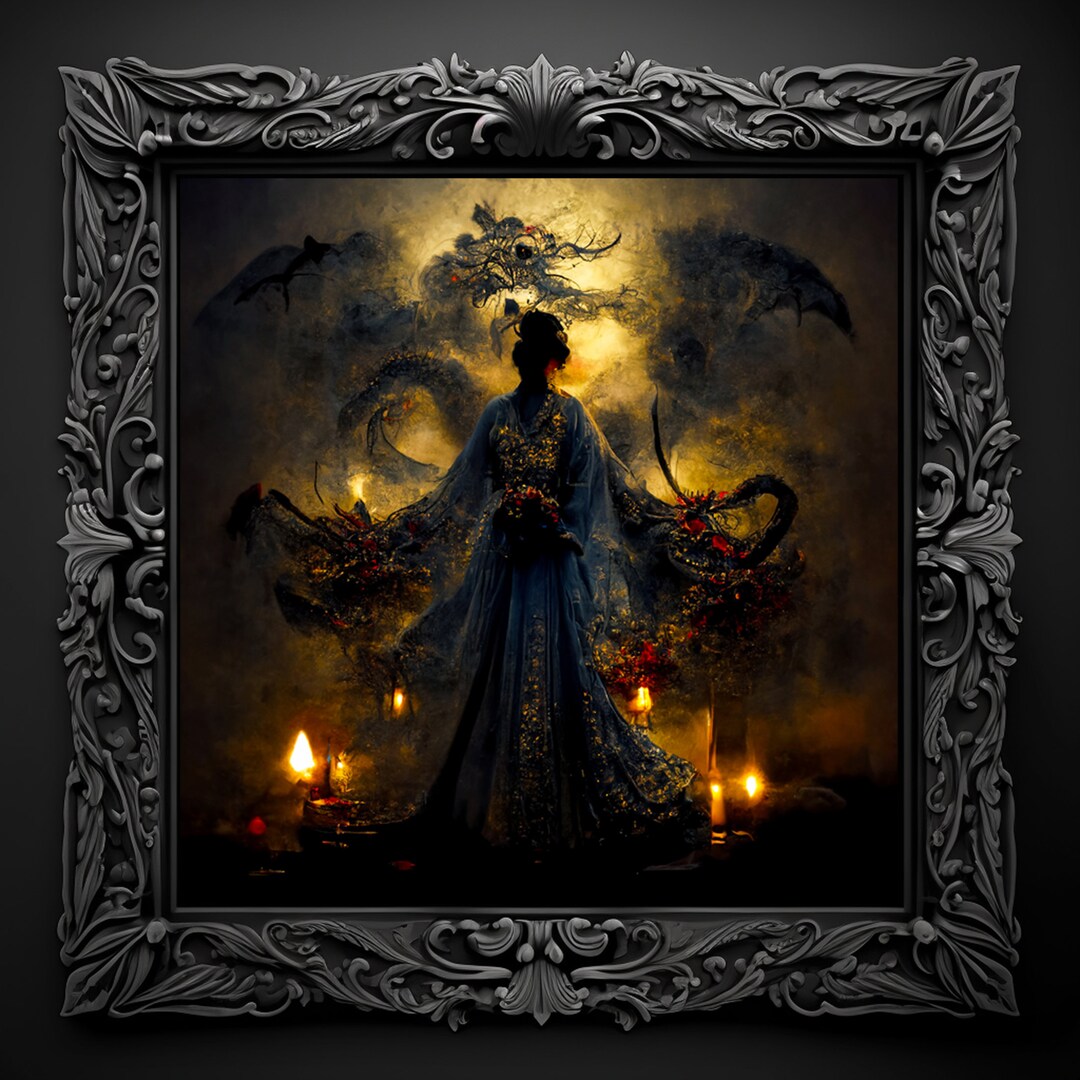 Gothic Wall Art-abstract Dark Angel-digital Oil Painting-moody Home ...