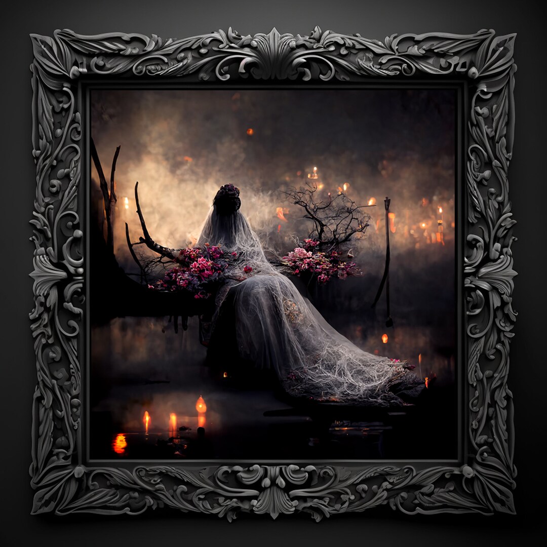 Gothic Wall Art-abstract Dark Angel-digital Oil Painting-moody Home ...