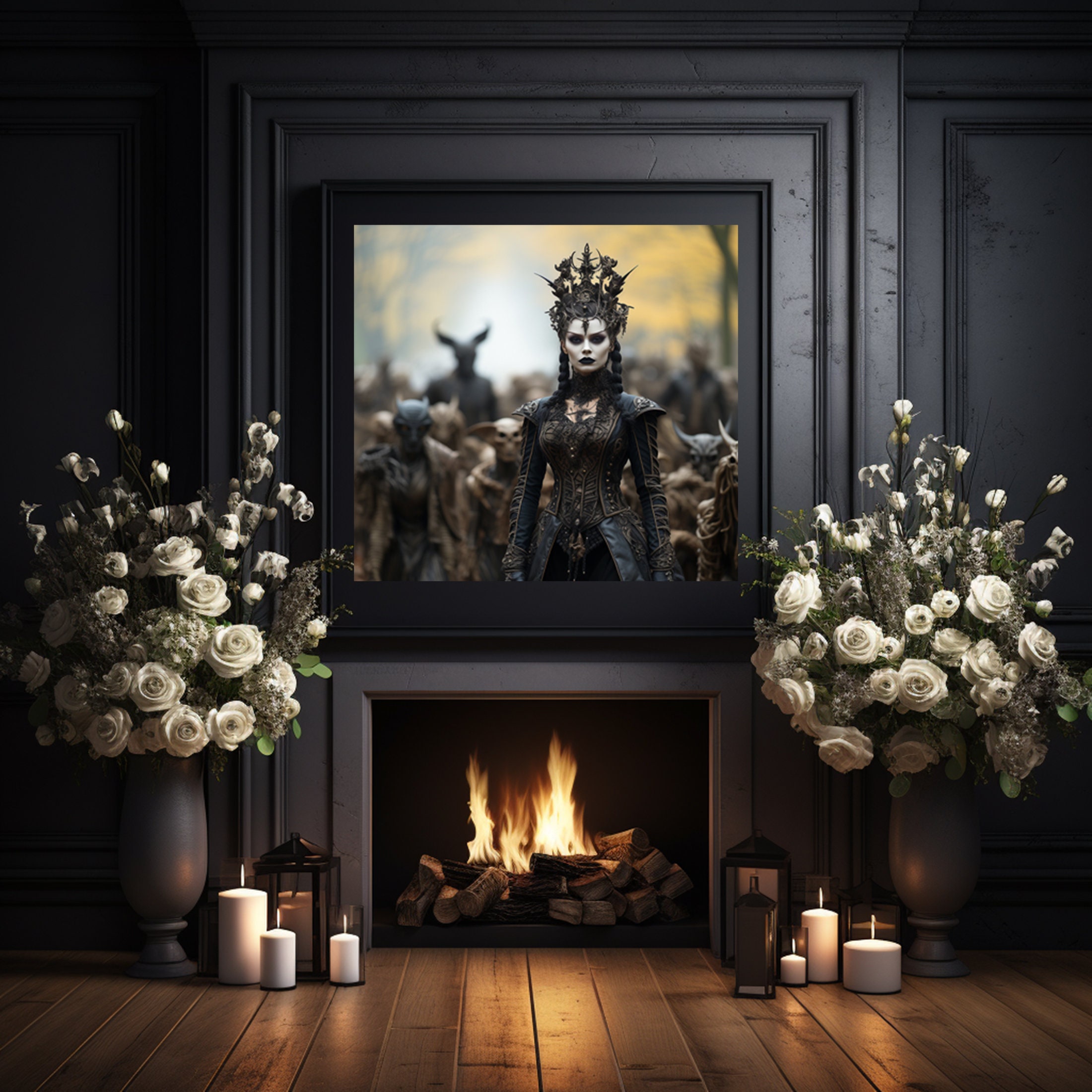 Gothic Wall Art-Digitales Ölgemälde-Dark Academia-Succubus Diabolus ...