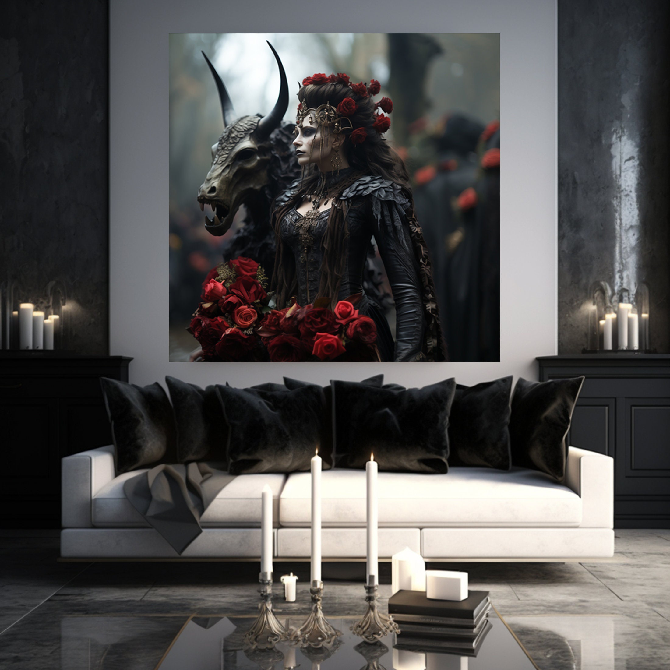 Gothic Wall Art-digital Oil Painting-dark Academia-succubus Diabolus ...