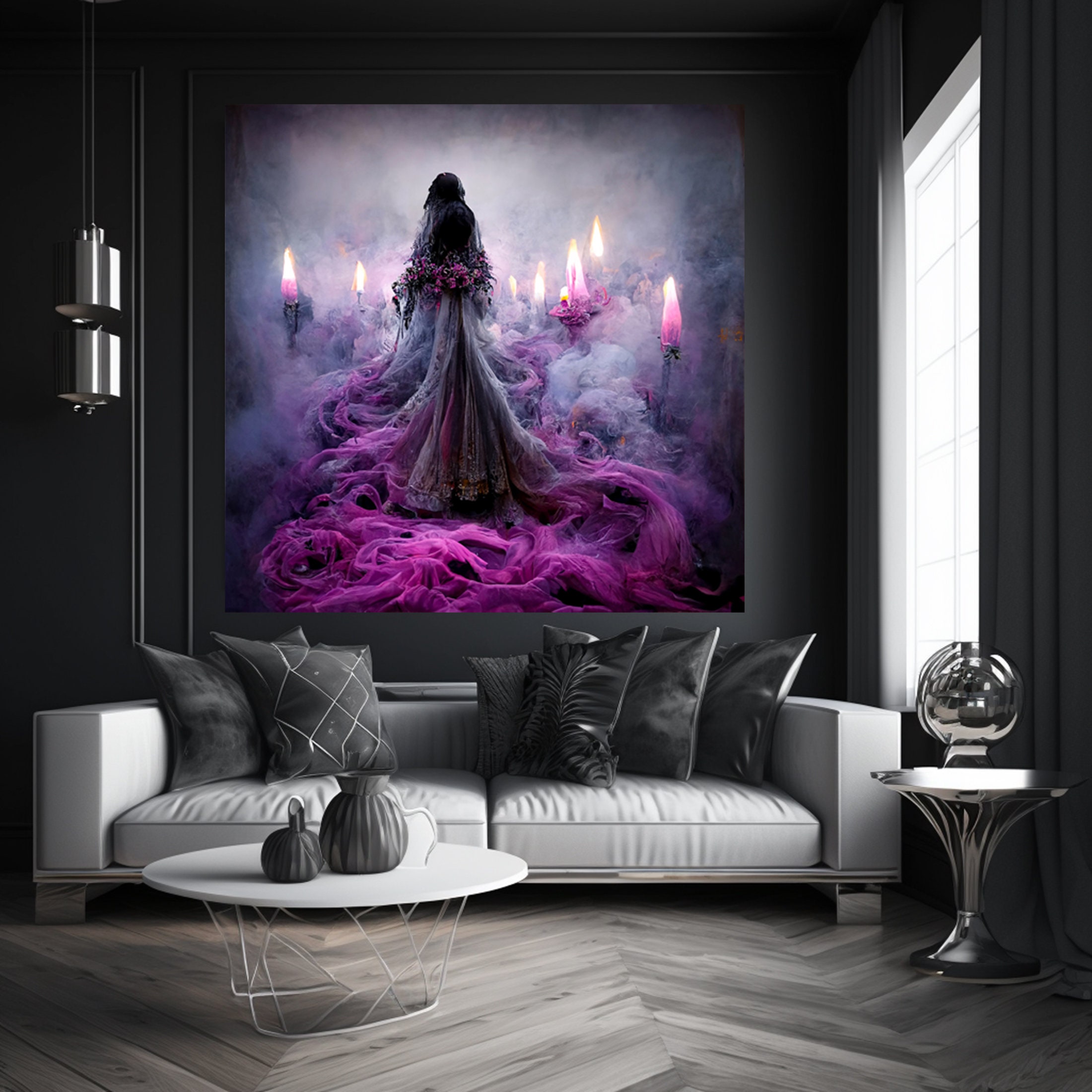 Gothic Wall Art-abstract Dark Angel-digital Oil Painting-moody - Etsy