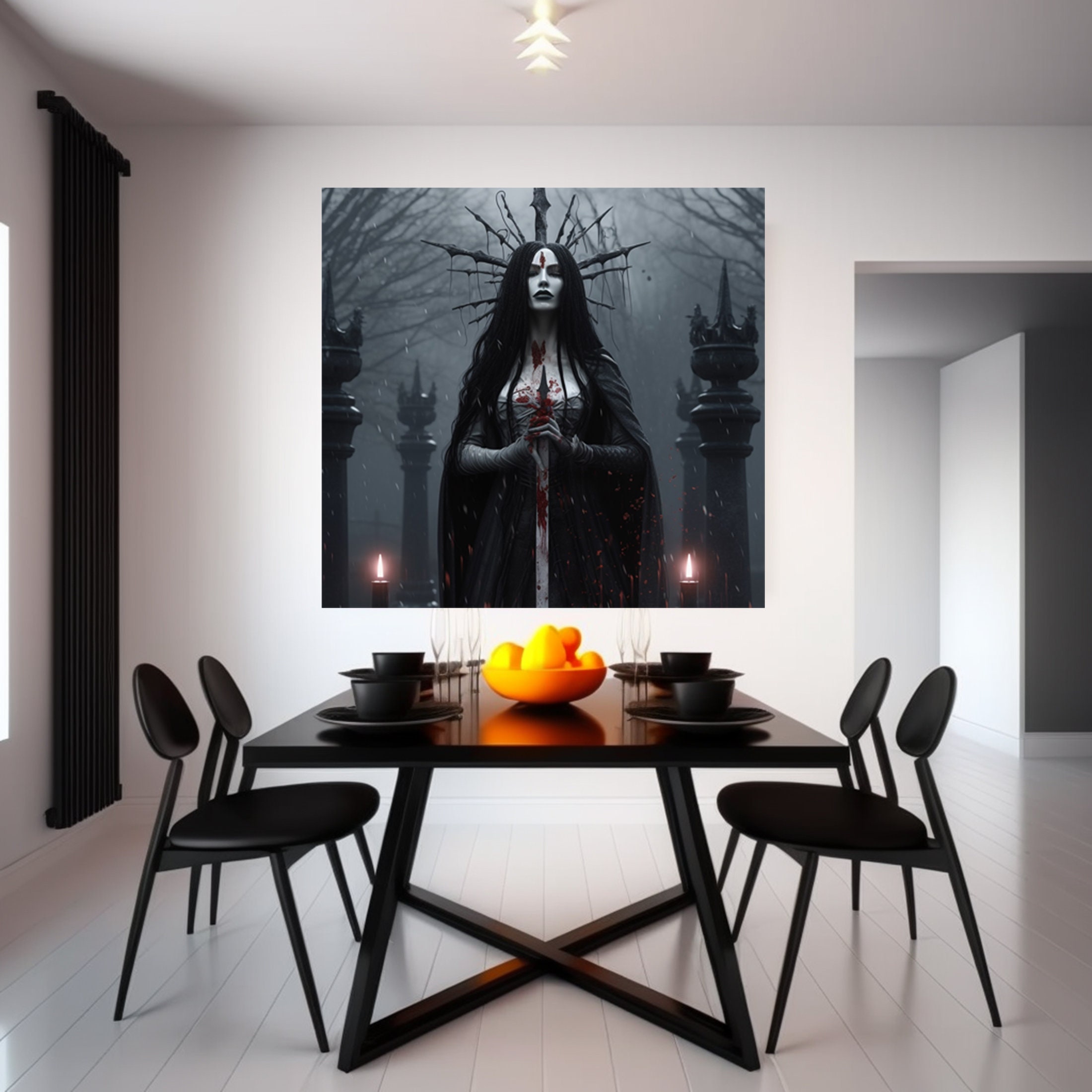 High Priestess Gothic Wall Art-digital Painting-moody Home Decor-dark ...