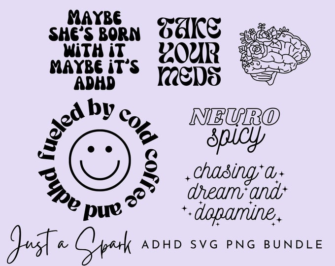 ADHD Neurodiversity Awareness SVG PNG Cut Design Bundle for Cricut ...