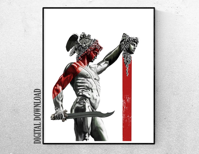Perseus Versus Medusa Digital Painting. Art for Home and Office Decor ...