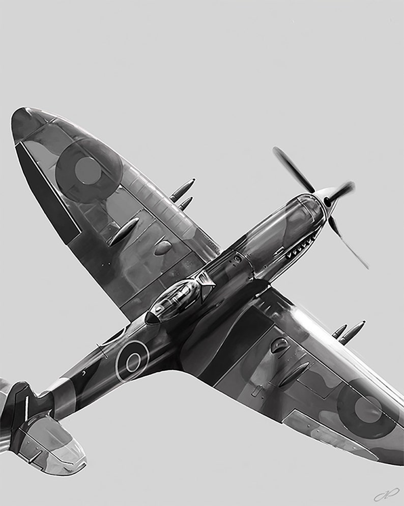 Spitfire Art Print. WW2 British Fighter Plane Digital Download - Etsy