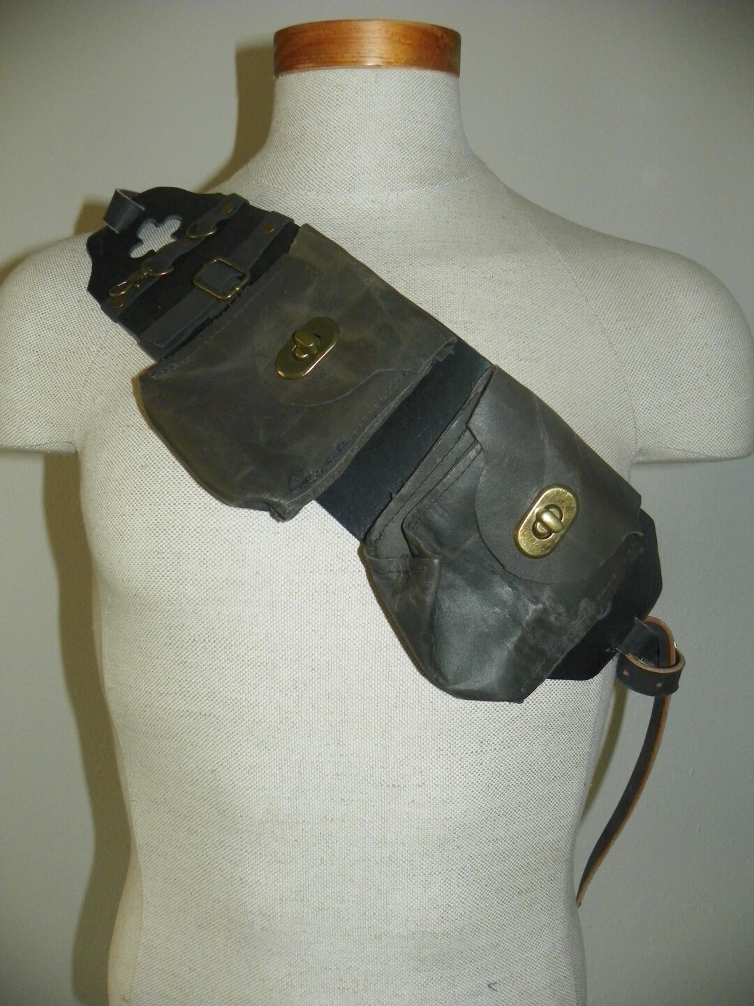 Leather Bandolier With Pockets, Metal Clips and Rings. Extremely ...