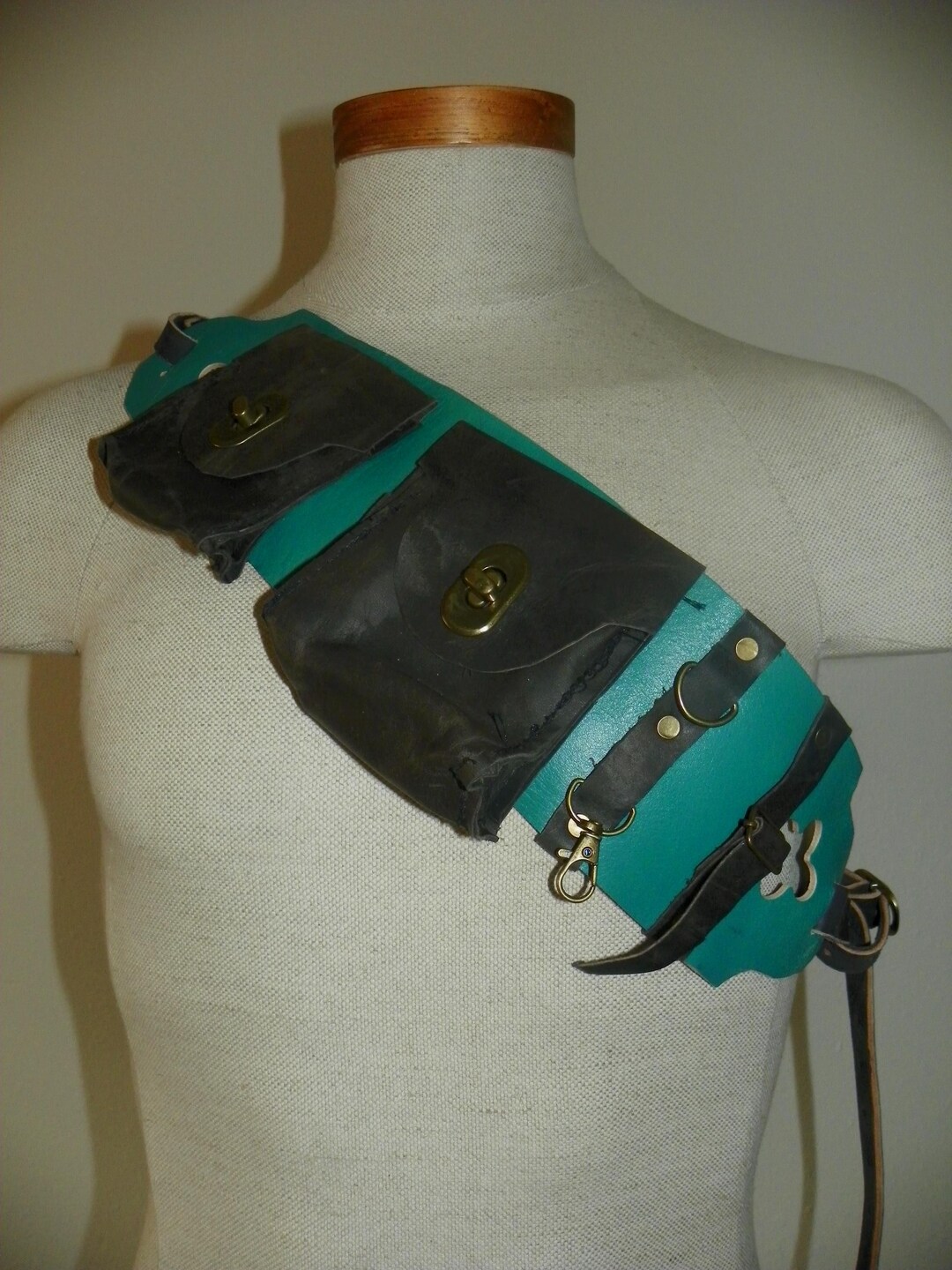 Leather Bandolier With Pockets, Metal Clips and Rings. Extremely ...