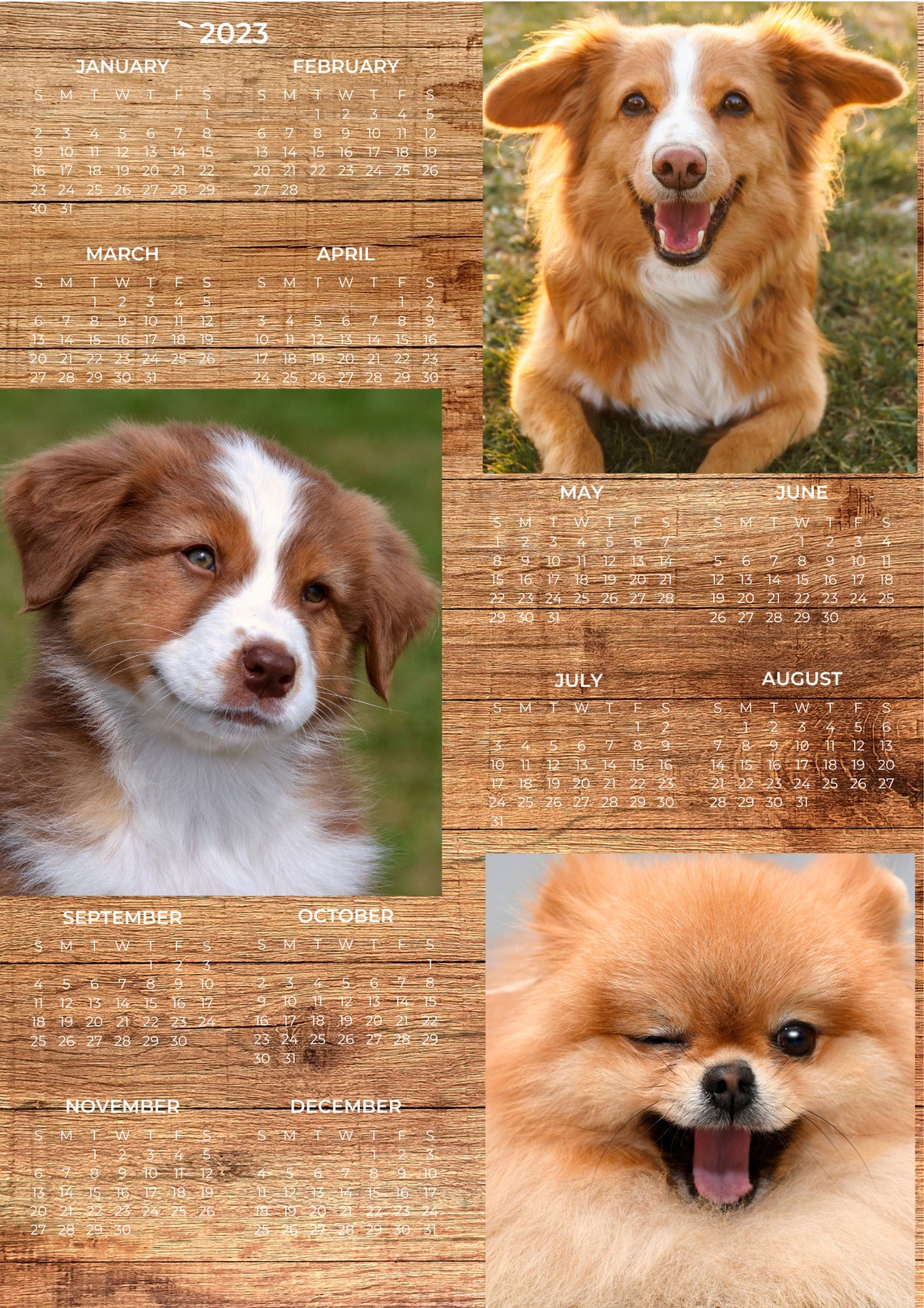 Digital Dog Calendar, 2023 Calendar Png, Dog Calendar Clipart - Etsy