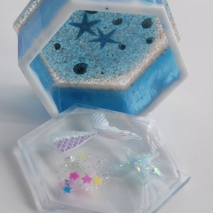 Mermaid Ocean Trinket Boxes | Blue Wave With Real Sea Shells | 2 Shape ...