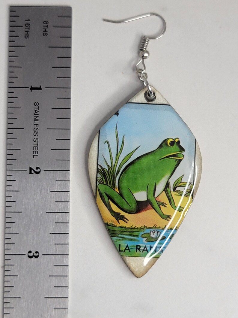 Loteria / Mexican Bingo Card Earrings La Rana / Frog 2 - Etsy