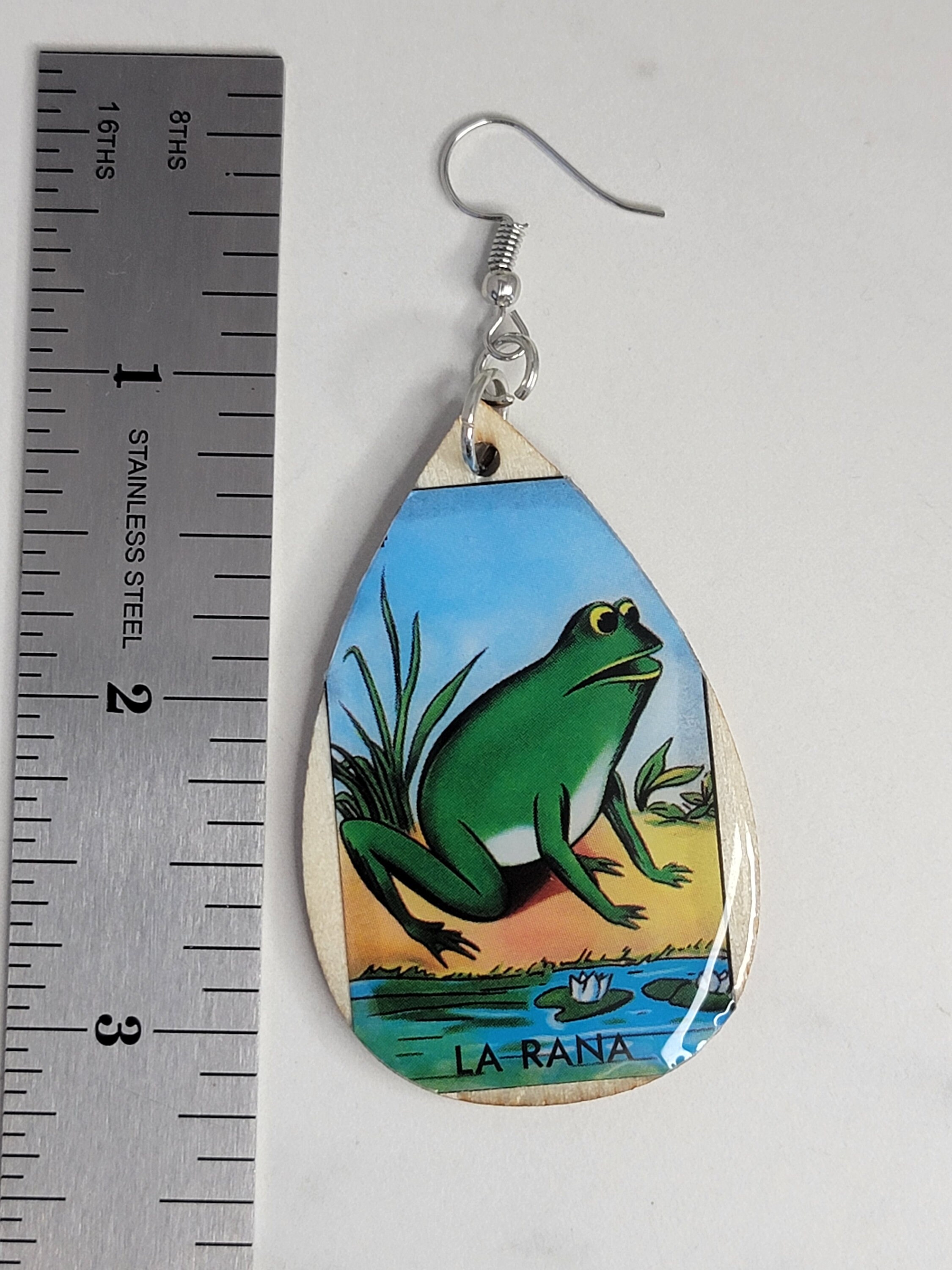 Loteria / Mexican Bingo Card Earrings La Rana / Frog 2 - Etsy