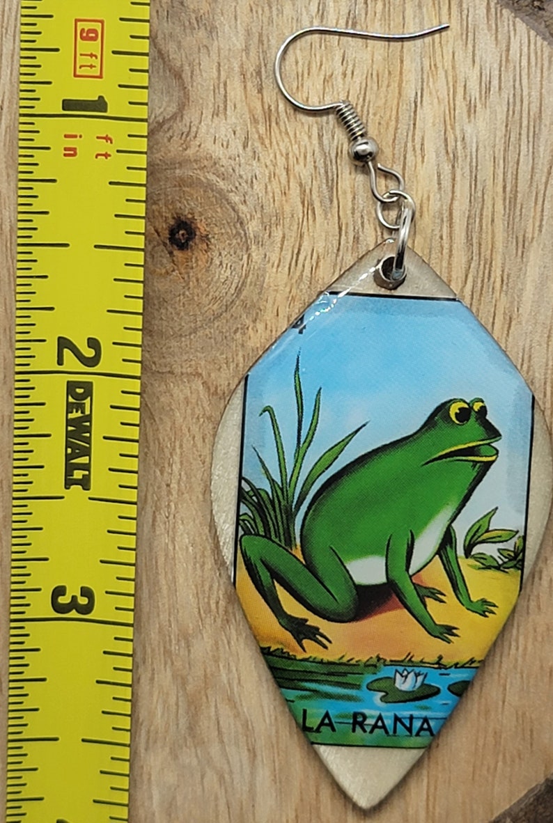 Loteria / Mexican Bingo Card Earrings La Rana / Frog - Etsy