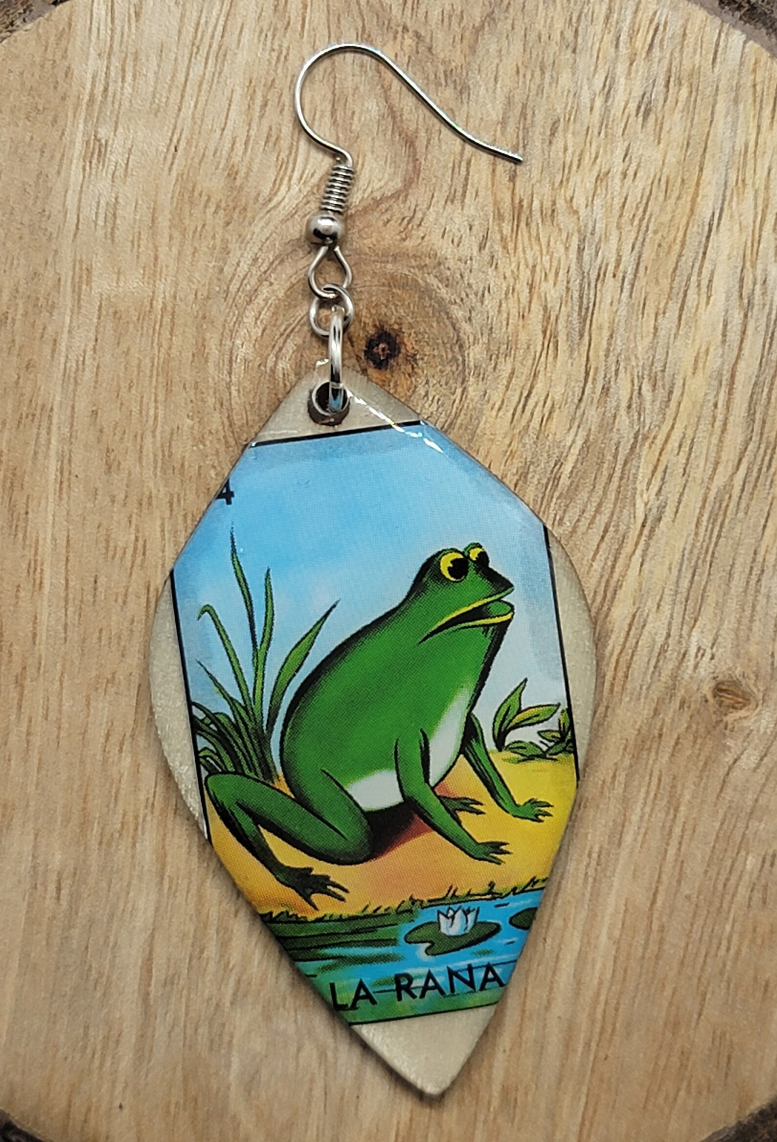 Loteria / Mexican Bingo Card Earrings La Rana / Frog 2 - Etsy