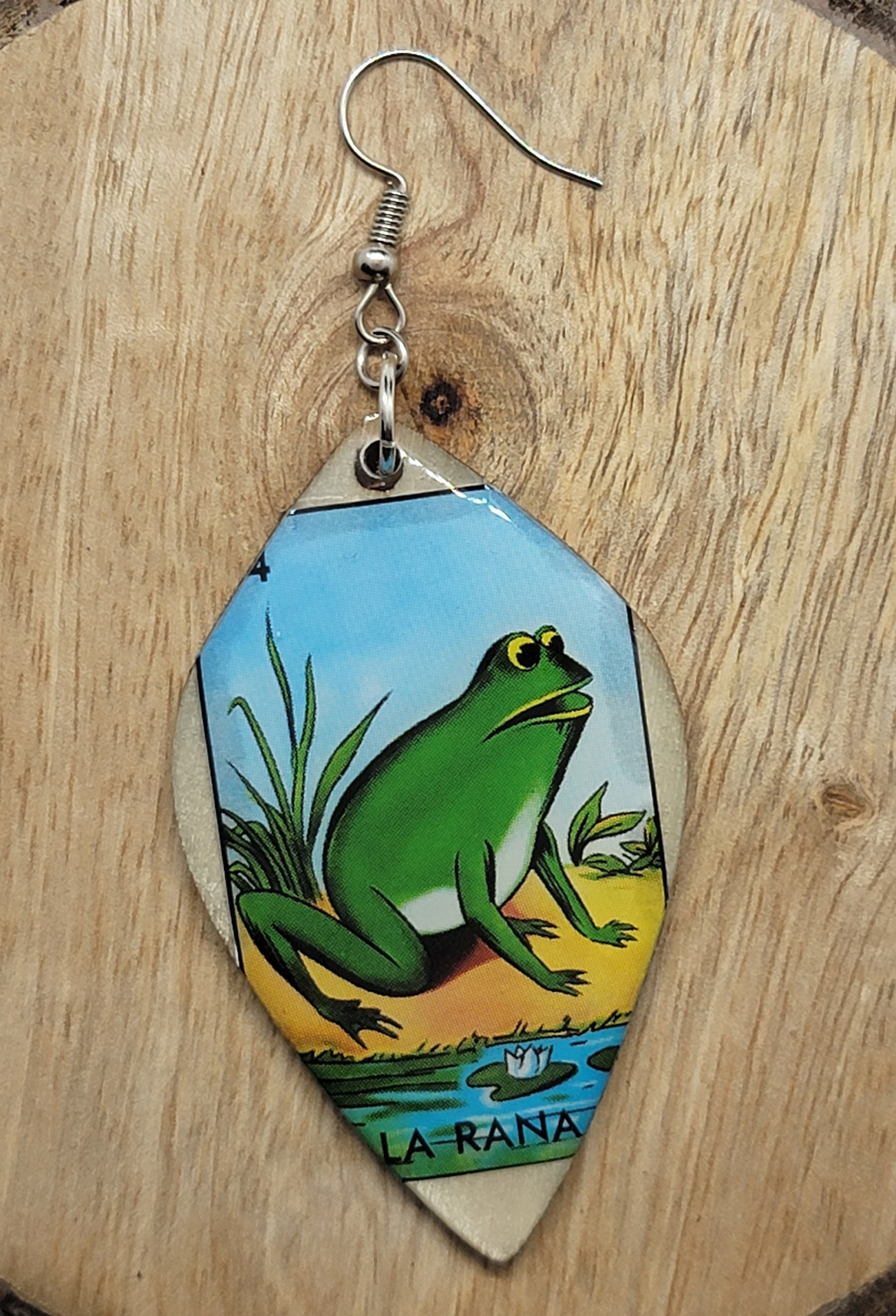 Loteria / Mexican Bingo Card Earrings La Rana / Frog 2 - Etsy