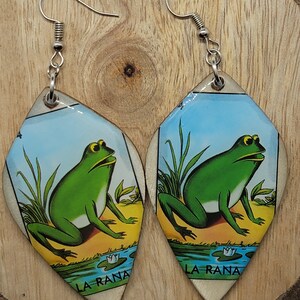 Loteria / Mexican Bingo Card Earrings La Rana / Frog 2 - Etsy