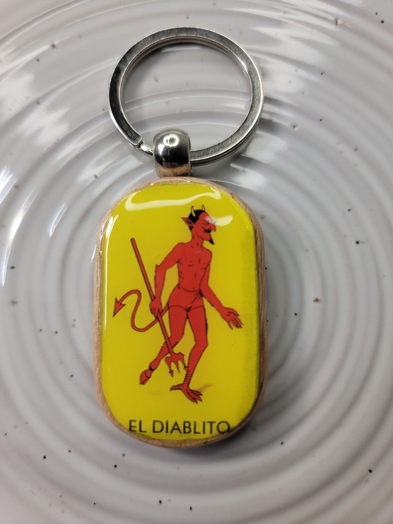 Loteria Wood Keychain Handmade With REAL Loteria Cards Unique Gift Rosa ...
