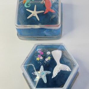 Mermaid Ocean Trinket Boxes | Blue Wave With Real Sea Shells | 2 Shape ...