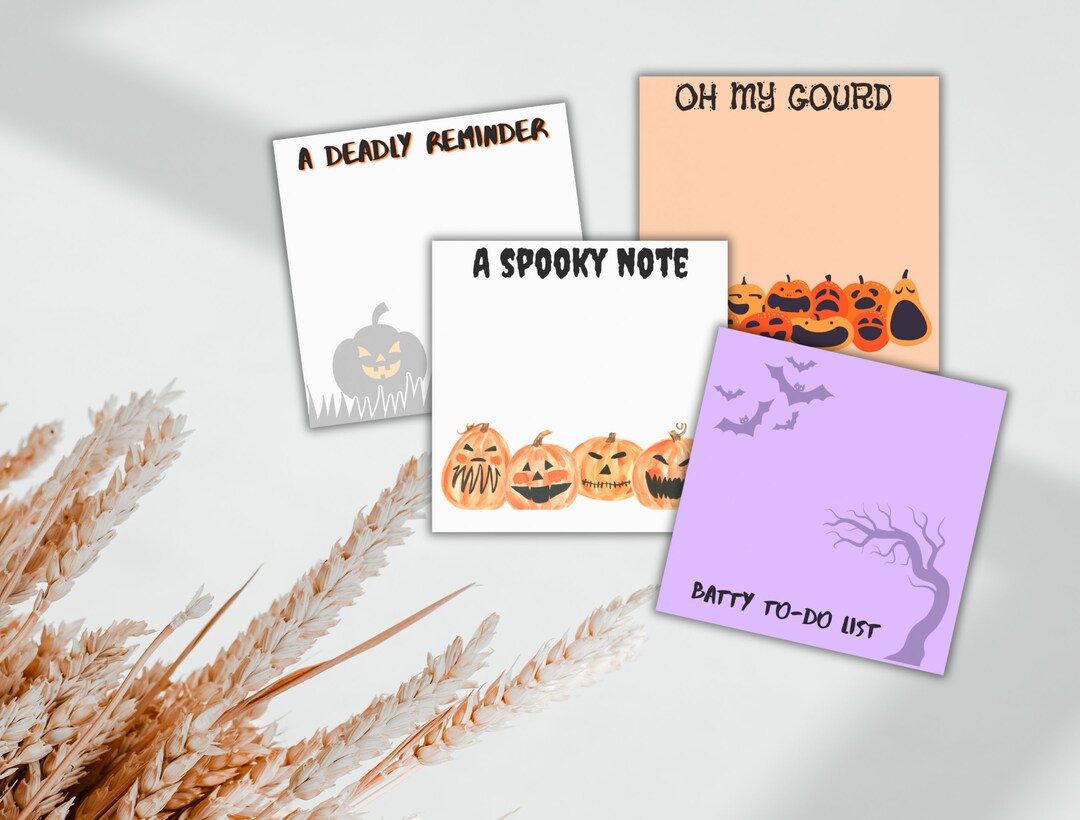 Bundle of 5 Halloween Sticky Note, Spooky Season Notepad, Halloween ...