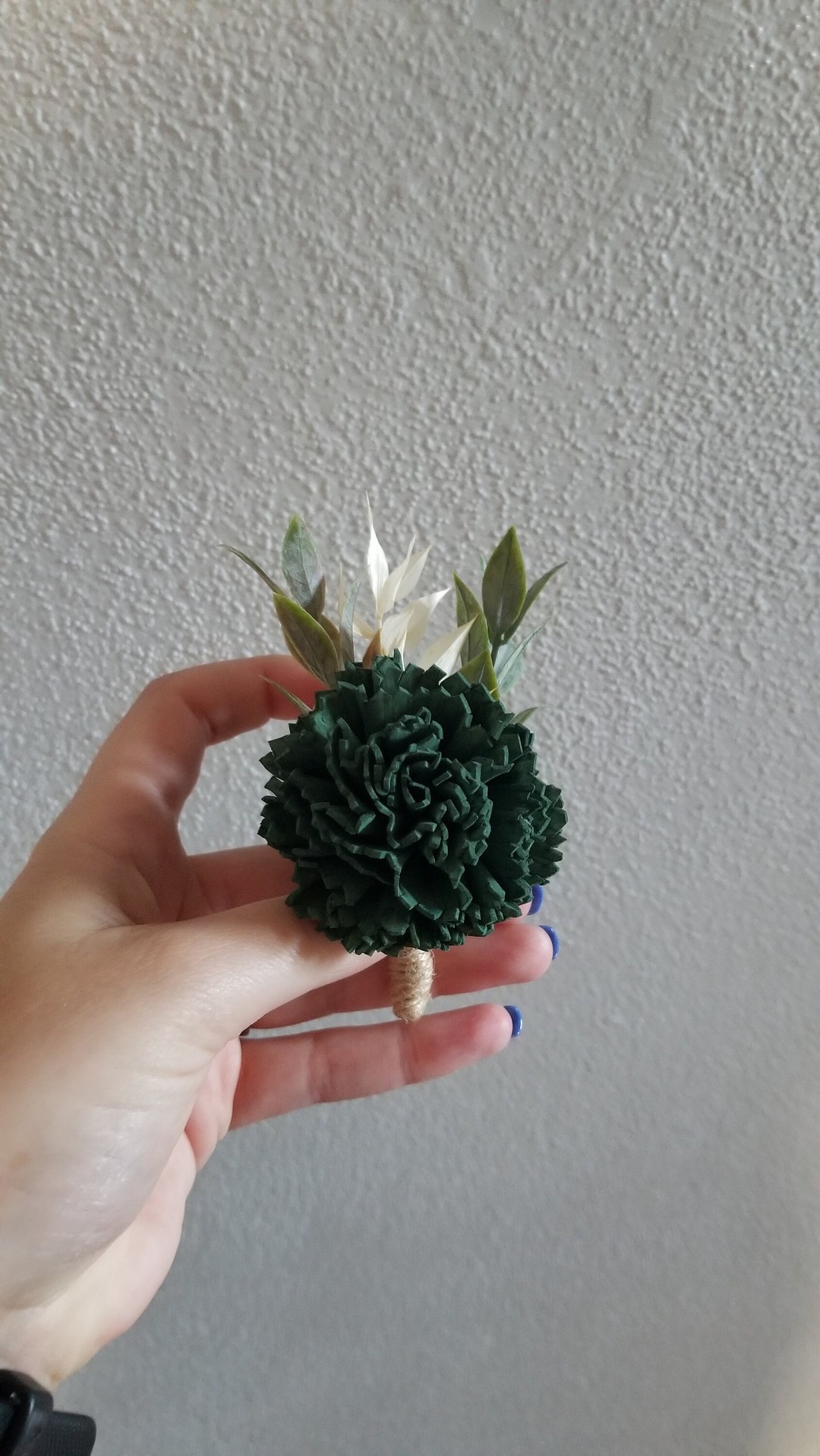 Forest Green Rose Boutonnière, Sola Wood Flowers Boutineer, Groomsmen Accessories, Men's Wedding ...