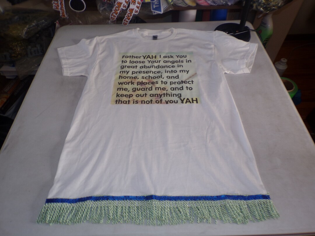 Father Yah I Ask You White Shirt With Light Green Fringes - Etsy