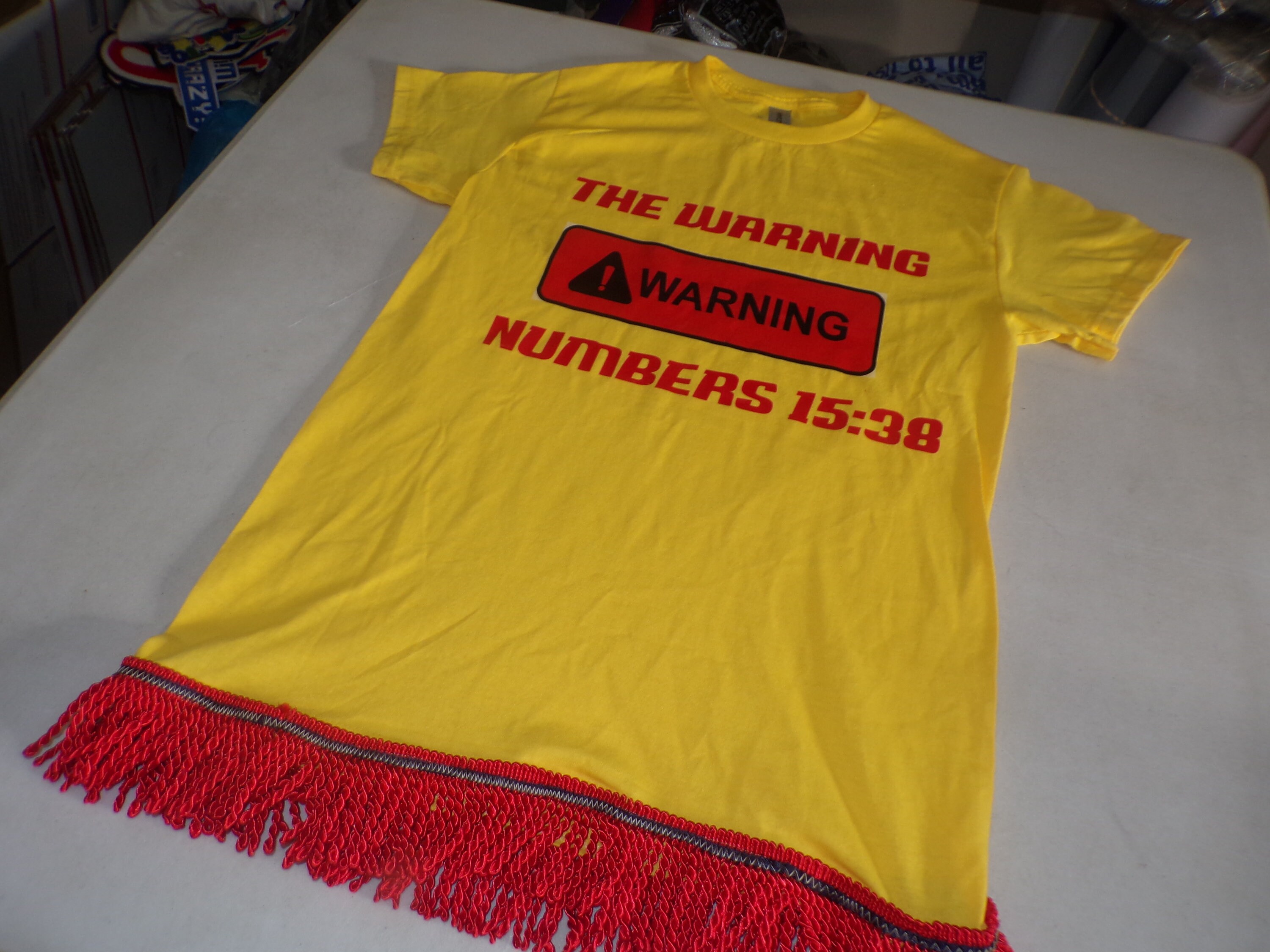 The Warning Numbers 15:38 Yellow Shirt Red Fringes - Etsy