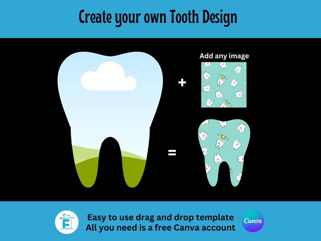 Tooth Clipart Tooth Canva Frame Tooth Design Drag and Drop - Etsy