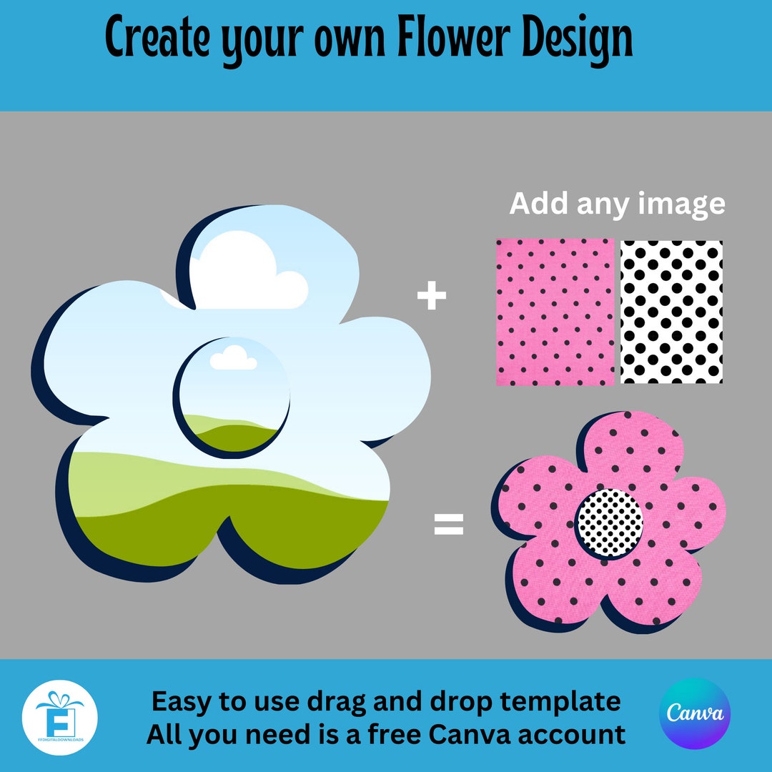Flower Canva Frame Drag and Drop Editable Canva Template - Etsy