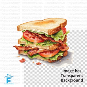 BLT Sandwich Clipart, Bacon Lettuce and Tomato Sandwich PNG, BLT ...