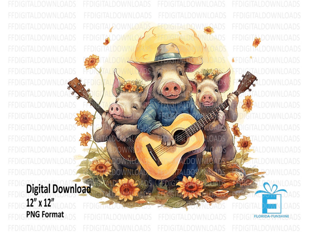 Pigs in Band Clipart, Pigs PNG, Bluegrass Pig Band, Pig Shirt Design ...