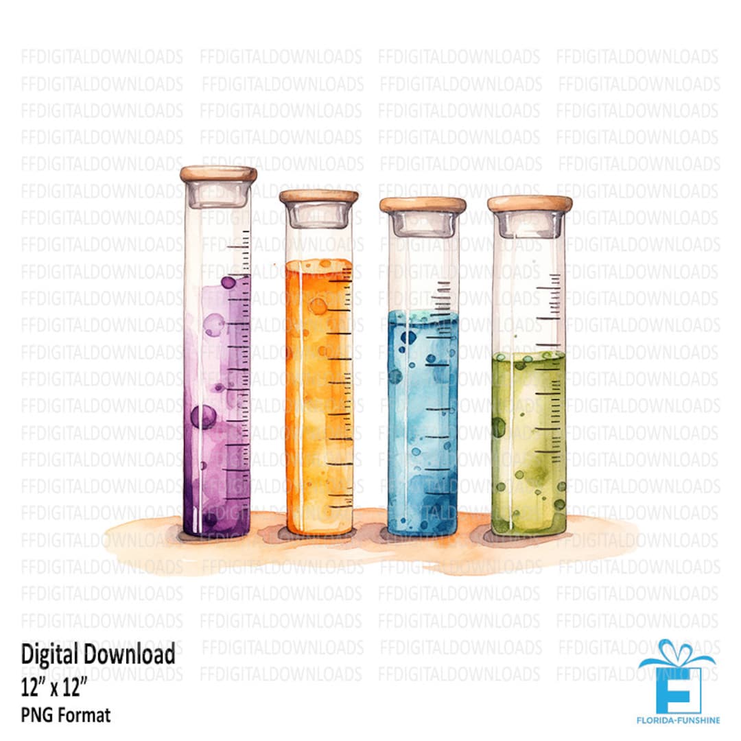 Test Tubes Clipart, Test Tubes Png, Watercolor Test Tubes, Science Lab ...