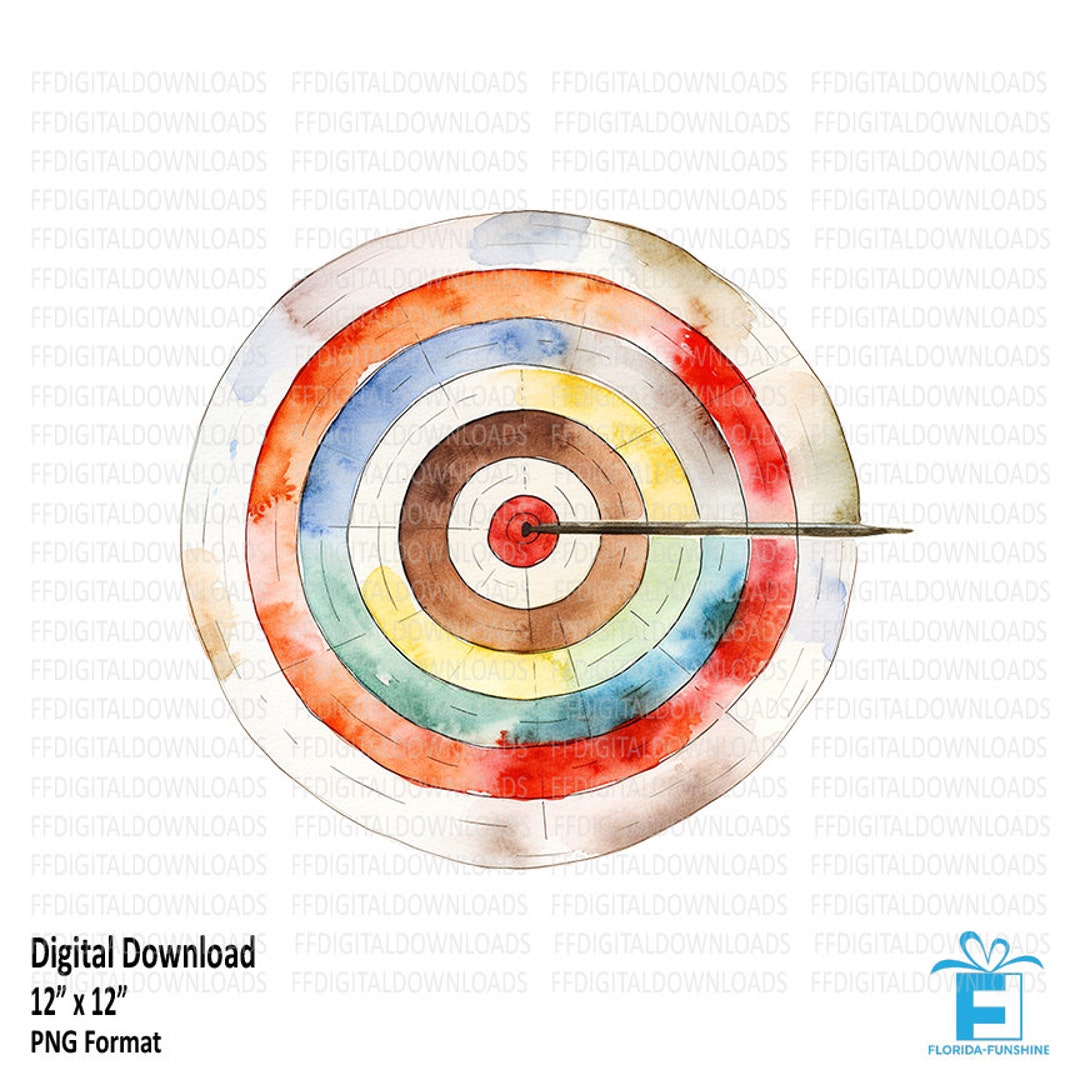 Archery Target Clipart, Archery Target PNG, Watercolor Archery Target ...