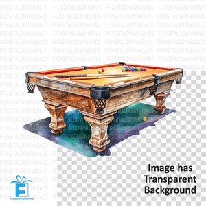 Pool Table Clipart, Pool Table PNG, Watercolor Pool Table, Billiards ...