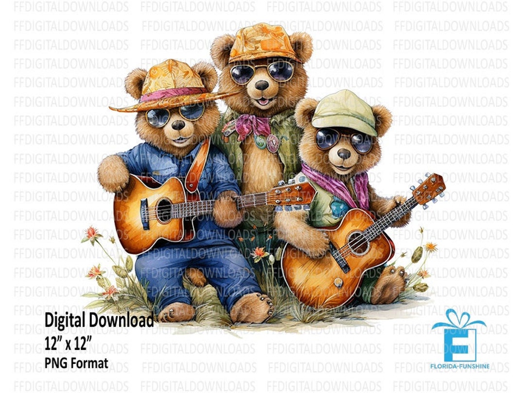 Bear Band Clipart, Bear PNG, Bluegrass Bears Png, Cool Bears in Band ...