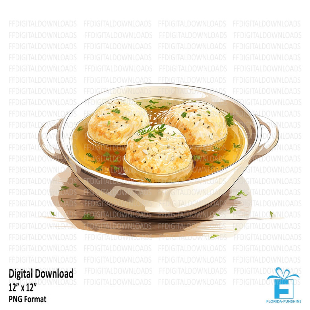Matzo Ball Soup Clipart, Matzo Ball Soup PNG, Watercolor Matzo Ball ...