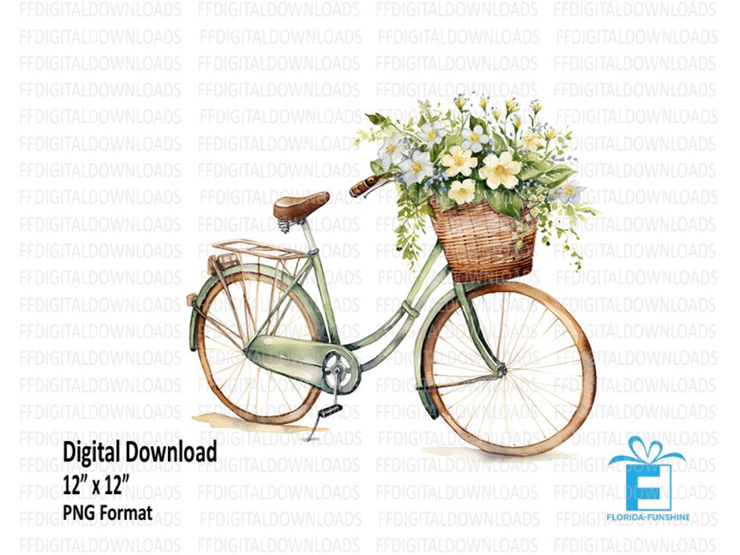 Vintage Bicycle With Flowers Clipart, Vintage Bicycle With Flowers PNG ...