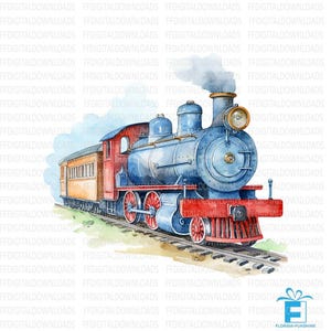 Train Clipart Bundle, 7 High-quality Pngs, Watercolor Train Clipart ...