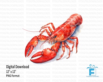 Watercolor Lobster Clipart, Lobster PNG, Digital Download - Etsy