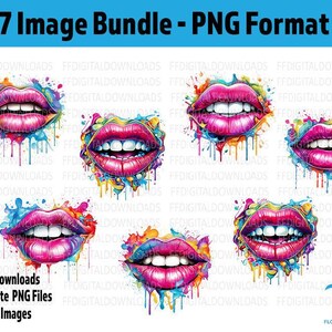 Lips Clipart, 7 High-quality Pngs, Watercolor Lips PNG, Colorful Lips ...