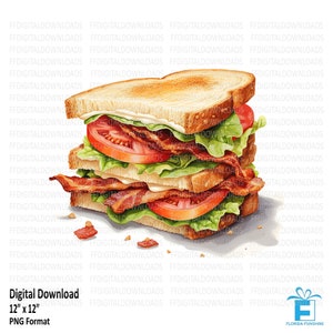BLT Sandwich Clipart, Bacon Lettuce and Tomato Sandwich PNG, BLT ...