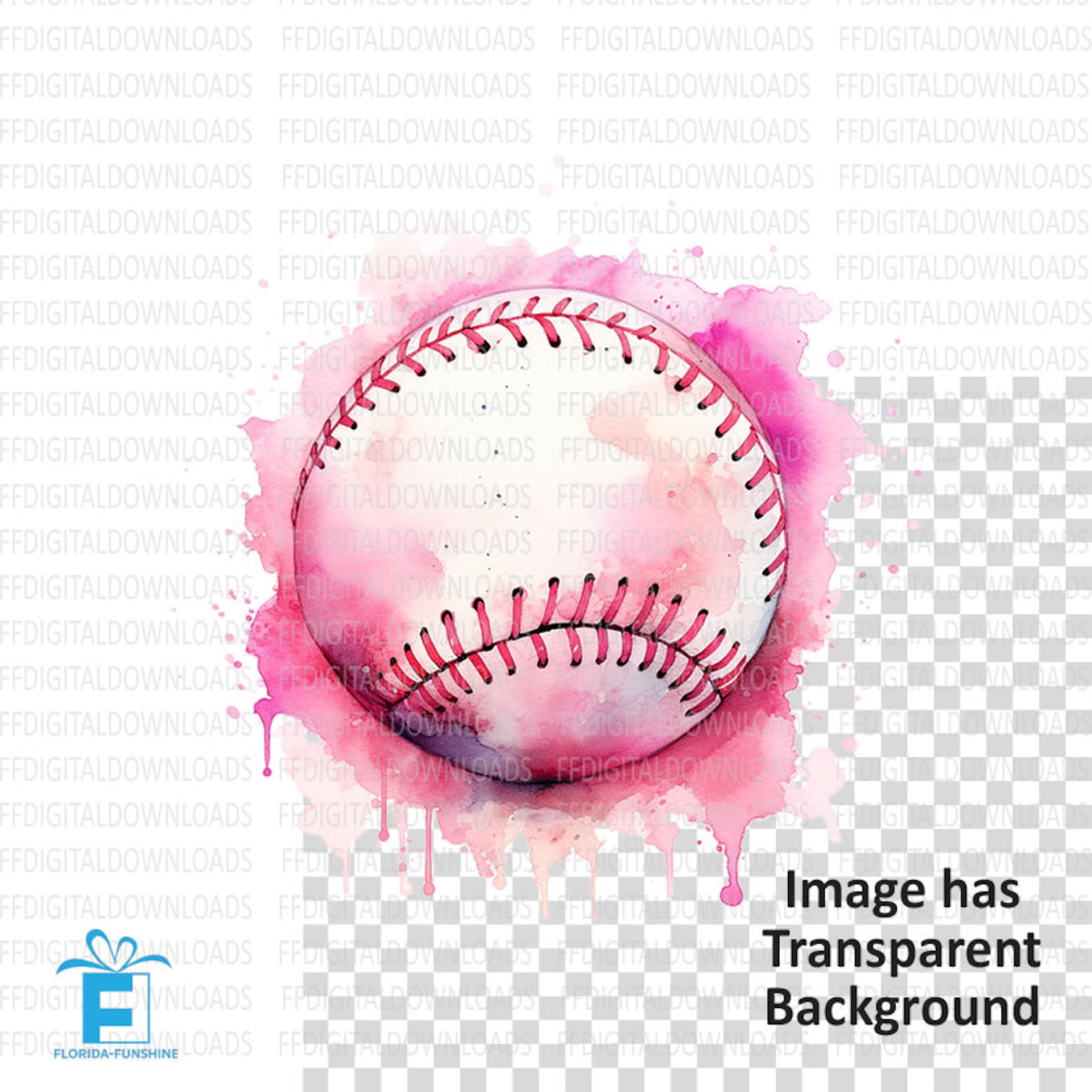 Pink Softball Clipart Pink Baseball PNG Watercolor Pink - Etsy